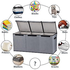 Fixwal Toy Box for Boys - Extra Large Toddler Toy Box Kids Toy Chest, Toy Box for Living Room Area, Collapsible Removable Divider for Nursery Playroom Bedroom Closet, 36"x12.6"x16" (Grey)