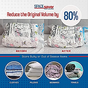 Spacesaver's Space Saver Vacuum Storage Bags (Jumbo 6-Pack) Save 80% Space - Vacuum Sealed Bags for Comforters, Blankets, Bedding, Clothing - Compression Seal for Closet Storage - Pump for Travel
