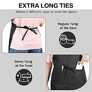 JaGely 24 Pack Adjustable Bib Apron with 2 Pockets Cooking Kitchen Aprons Black Chef Apron Water Oil Stain Resistant BBQ Work Apron for Women Men Drawing Crafting Outdoors Smock