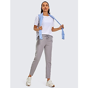 CRZ YOGA Womens 4-Way Stretch Ankle Golf Pants - 7/8 Dress Work Pants Pockets Athletic Travel Casual Lounge Workout Dark Chrome Small