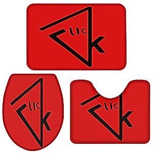 GreaBen 3PC Memory Foam Bath Mats, Fuck Black and Red Pattern Rug Sets Design with Non-Slip Shower Bathroom Mat, Contour Toilet Lid, U-Shaped Rugs for Bathroom, 18"x30"+14"x18"+15"x18"