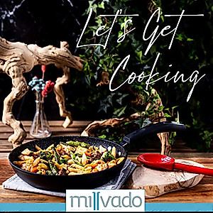 Millvado Nonstick Frying Pan, 11" Large Skillet With Heavy Duty Non Stick Coating, Silicone Easy Grip Handle, Induction Compatible Frying Pans