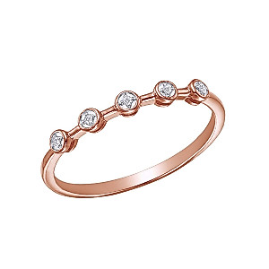 Samaira Jewelry Five-Stone Bezel Natural Diamond Accent Stackable Wedding Band Ring in 14k Rose Gold Over 925 Sterling Silver (1/20 Cttw, I-J Color, I2-I3 Clarity) Ring Size-7