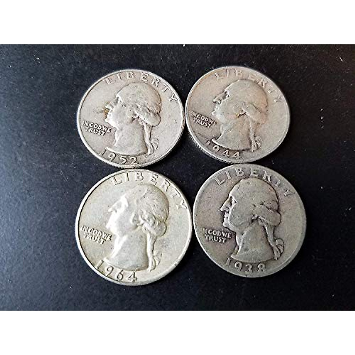 1932 Various Mint Marks - 1964 Silver Washington Quarters 4-coins ($1.00 face) one from each decade 30s 40s 50s 60s 1/4 Avg Circulated and better