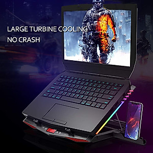 MeFee RGB Laptop Cooling Pad for 15.6-21 Inch Professional Gaming Laptop Cooler with 6 Quiet Fans and Button Control, Pure Metal Panel Portable Cooler