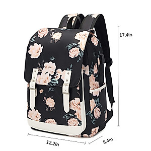 Pawsky Laptop Backpack for Women Girls, Stylish College School Backpack with USB Charging Port Water Resistant Casual Daypack, Floral