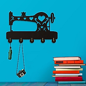 The Geeky Days Mini Sewing Machine Shape Design Creative Home Decor Wall Art Clothes Coat Robe Hooks Bedroom Bathroom Door Towel Hooks Decor for Sewing Lover Gift