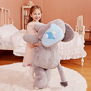 IKASA Giant Elephant Stuffed Animal Plush Toy,Large 30" Cute Jumbo Soft Toys,Huge Big Size Fluffy Plushy Fat Oversized Plushie,Gifts for Kids