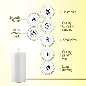 BOLSIUS White Pillar Candle Large - 4 x 8 Inches - 120 Hours Burn Time - Premium European Quality - Smooth and Smokeless Flame - Relight Unscented Wedding, Dinner, Party, and Special Occasion Candle