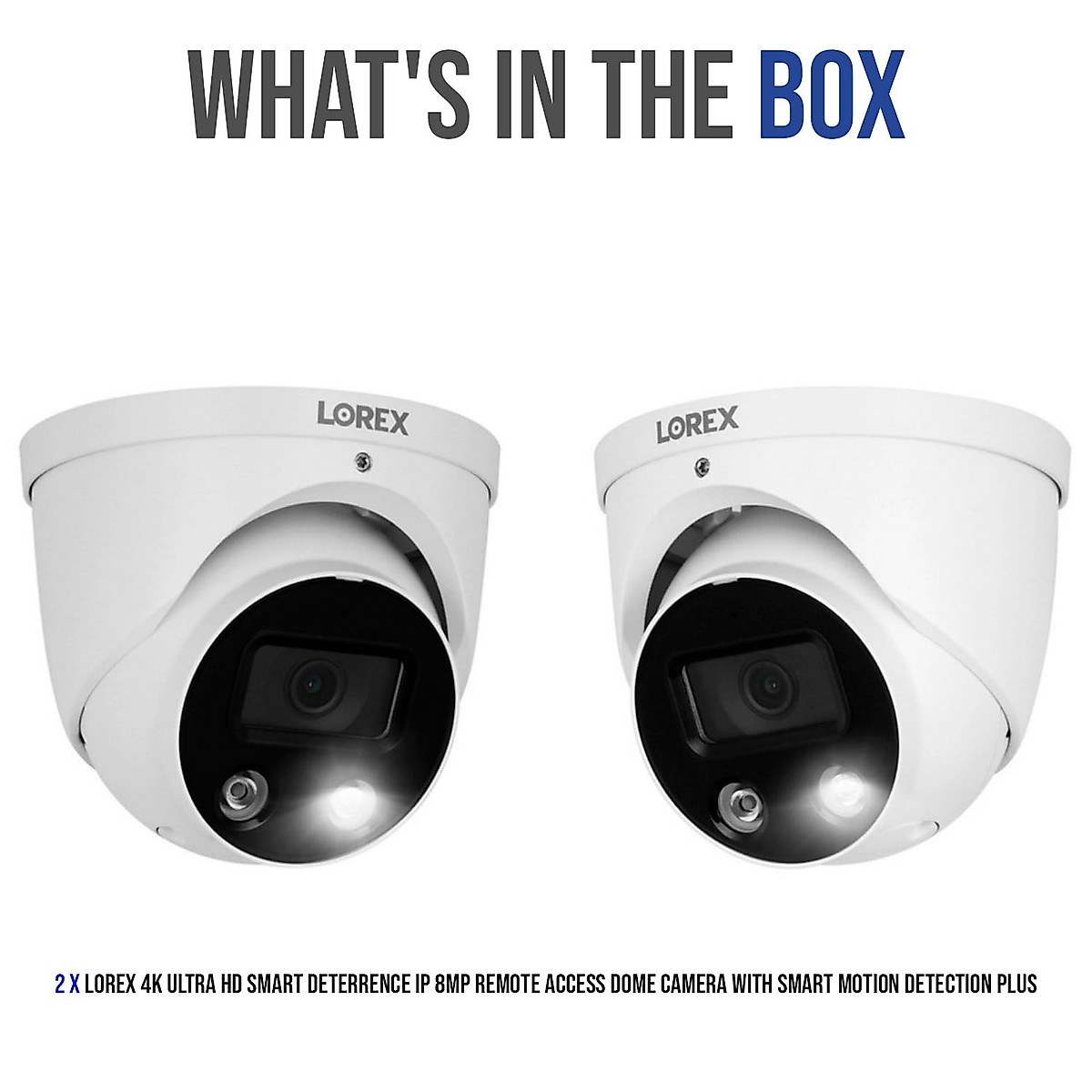 Lorex 4K Ultra HD Smart Deterrence IP 8MP Remote Access Dome Camera with Smart Motion Detection Plus Bundle (2-Pack) (2 Items)