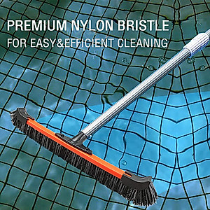 Katikies 20 inch Heavy Duty Swimming Pool Wall,Tile Brush,Vinyl Cleaning Brush Head for Cleans Walls,Tiles and Floors,Nylon Bristles Brush Head (Excluding Pole)