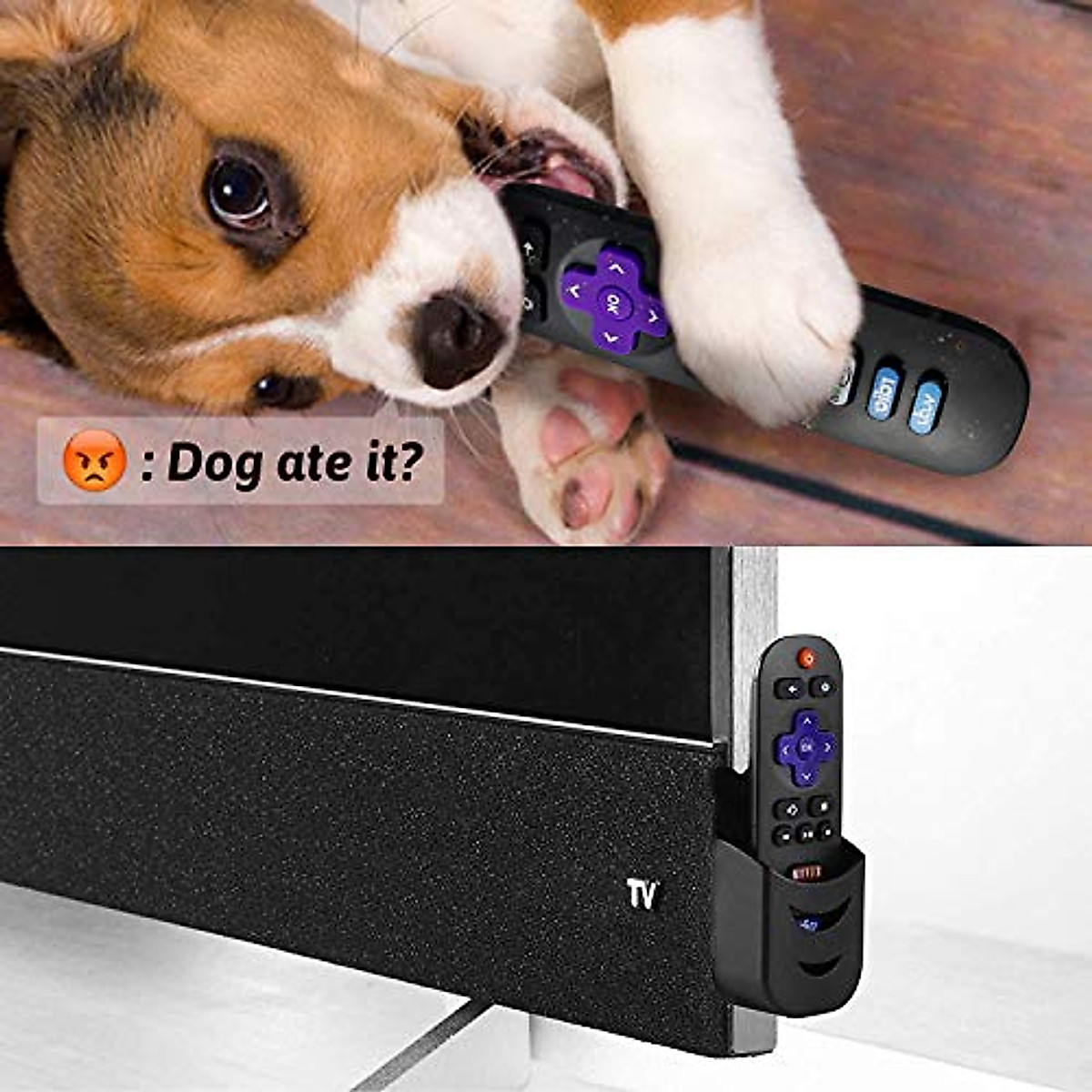 Bedycoon Pink Silicone Protective Soft Cases Covers with Wrist Strap and Remote Holder with Adhesive for RC280 TCL Roku TV Remote Control Cat Ear Shape Design Cute