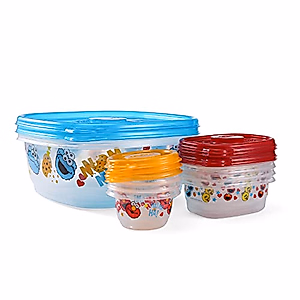 GladWare - Multi Pack - 9ct - Sesame Street Food Storage Containers with Lids | Mixed Sizes Kids Food Containers with Sesame Street Designs, 18 Pc Set | Elmo, Big Bird, Cookie Monster Food Containers