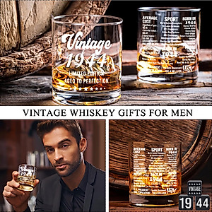 LEJIAJINW 80th Birthday Gifts for Men - 80th Whiskey Birthday Decorations Men - 80 Year Old Gifts for Men - 80th Bday Gifts Ideas for Men Dad Husband Friends - Whiskey Glasses Set Gifts for Men