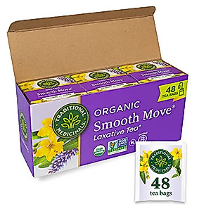 Traditional Medicinals Tea, Organic Smooth Move, Relieves Occasional Constipation, Senna, 48 Tea Bags (3 Pack)
