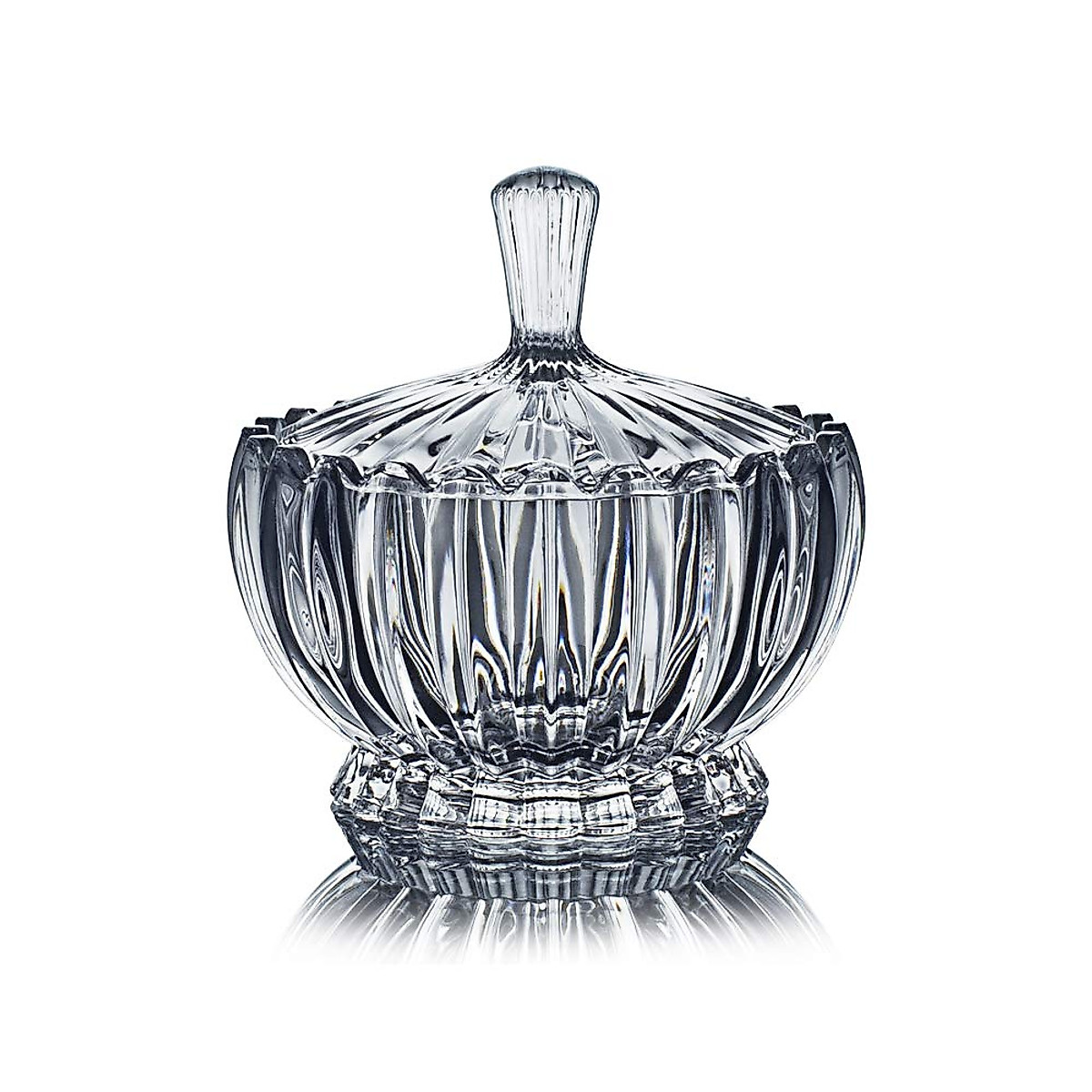 Modern-Depo Crystal Serving Bowl with Lid Glass Centerpieces for Parties Home Office Wedding Food Salad Fruit Snack Dessert Mixing Collection, 6.5 Inches