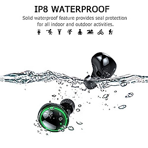 Donerton Wireless Earbuds, Bluetoth 5.0 Headphones IP8 Waterproof Earbuds, 80 Playtime, in Ear Earphones with Mic, Deep Bass 3D Stereo, Charging Case, Sports, Work Out, Easy Pairing