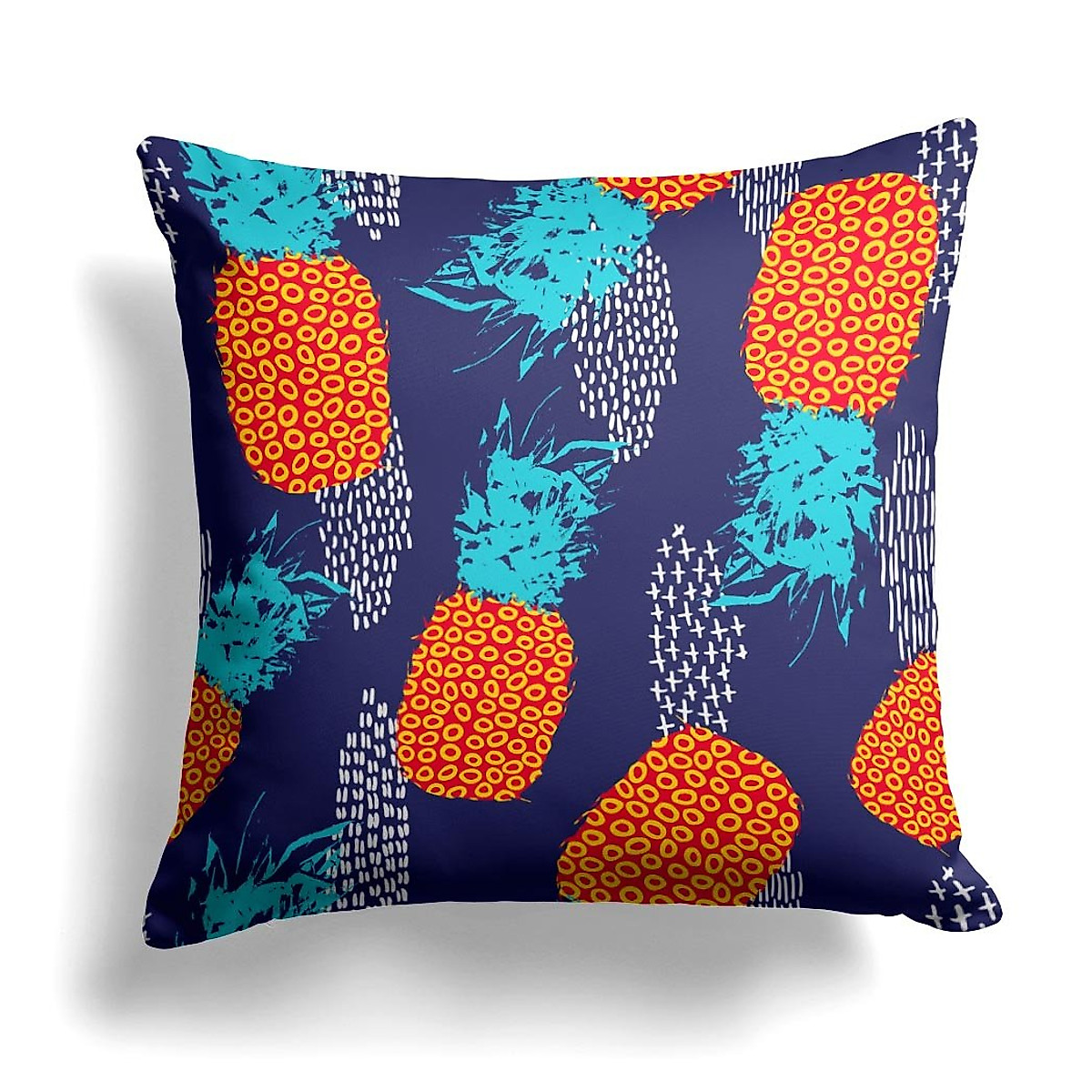 iiRov Summer Design Ink-Fuzed Decorative Throw Pillow - Retro Summer Pineapple v4