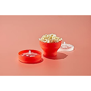 Lékué Mini Microwave Popcorn Maker, 5 x 3.5in, Red
