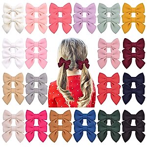 Jollybows 40PCS 2.8" Baby Girls Hair Bows Alligator Clips Woolen Hair Barrettes Hair Accessories for Little Girls Toddlers Teens Kids (1- Light Multi-colored)