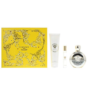 Versace Versace Eros Pour Femme By Versace for Women - 3 Pc Gift Set 3.4oz Edp Spray, 10ml Edp Rollerball, 5.0oz Luxury Body Lotion, 3count