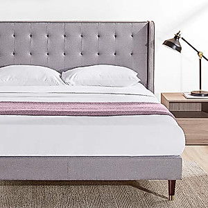 ZINUS Benton Upholstered Platform Bed Frame with Wingback Headboard / Mattress Foundation / No Box Spring Needed / Wood Slat Support / Tufted Headboard, King