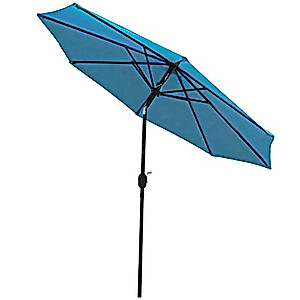 Sunnydaze 9-Foot Patio Umbrella - Push-Button Tilt and Crank Handle - Aluminum Pole and Polyester Shade Canopy - Turquoise