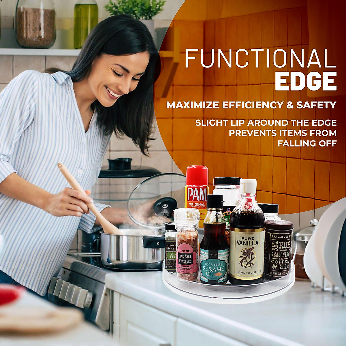 Simple Design Lazy Susan Organizer – Kitchen Cabinet Organizer – Heavy Duty Plastic – Multifunctional and Practical Design – Ideal for Kitchen, Under Sink, Bathroom (1 Pack)