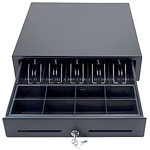 Star Micronics CD3-1616 5 Bill / 8 Coin Value Series Cash Drawer with 2 Media Slots and Included Cable (16" x 16") - Black