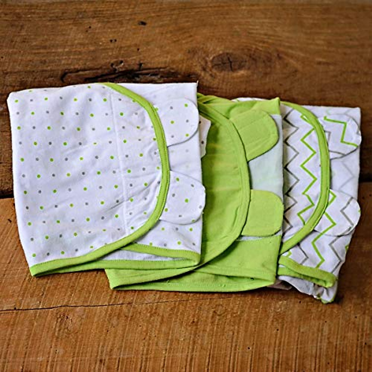 Ziggy Baby Swaddle Blanket Wrap Set Chevron, Dot, Solid, Grey/Green/White, 3 Pack