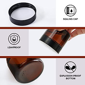 2oz Jars with Lids, Hoa Kinh 24 Pack Amber Glass Jars with Lids Empty Cosmetic Containers Round Airtight Glass Jar with Inner Liners and black Lids for Storing Lotions, Powders, and Ointments