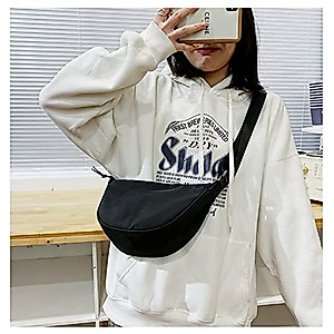 Hipi-shop Fashion color Personalized design nylon dumpling bag crossbody bag street style shoulder bag purse wallet for men and women (Black)