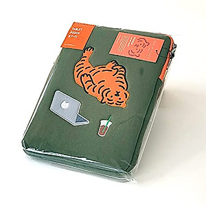 [MUZIKTIGER] 9.7~11-inch Protective Laptop/Tablet Sleeve & iPad Pouch - Compatible with iPad/iPad Air Series, Polyester Pouch with 2 Double Way & Smooth Zippers, Lazy Tiger