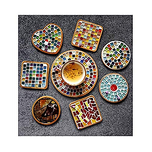 Mosaic Tiles Squares Black Crystal Mosaic Glass Tile for Crafts Bulk DIY Picture Frames Handmade Jewelry Coasters Art Material Decoration,1x1cm,100 Pieces