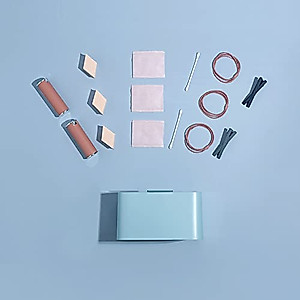 LiangTing 2 Grids Separate Cotton Swabs Dispenser Organizer Canisters,Transparent dust-proof desktop cotton swab box with cover,Dresser makeup remover cotton storage box for Cotton Balls, Cotton Pads. (blue)