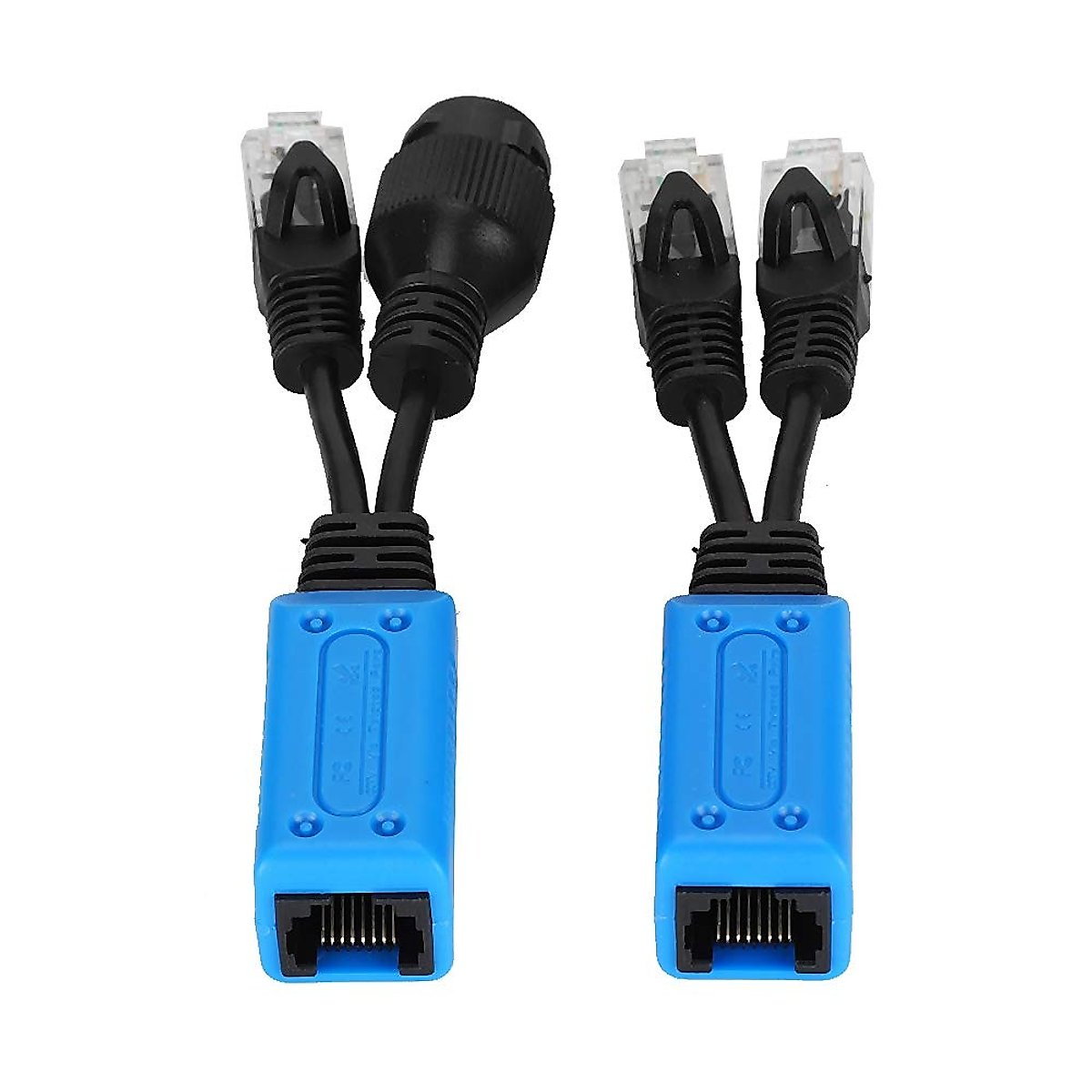 Tosuny 2pcs Splitter RJ45 Combiner POE Adapter Connectors Power Cable Kit Works with IP Security Cameras, Wireless Access Points