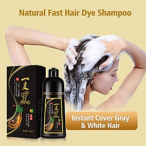 Instant Hair Colouring Shampoo, 3 in 1 Black Hair Shampoo, Instant Black Hair Dye Shampoo Darkening Shampoo Hair Growth Shampoo for Men Women, Regain Colour & Youth for Your Hair