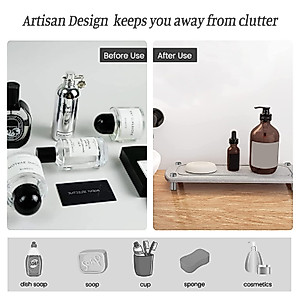 Sink Caddy Instant Dry Kitchen Sink Organizer Sponge Holder for Kitchen Sink Diatomaceous Pedestal Stand Riser with Stainless Steel Feet Protection for Modern Home (Light Grey)