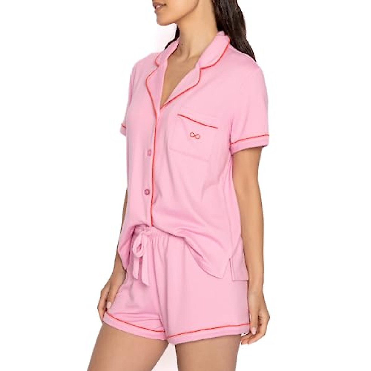 PJ SalvageThe Summer I Turned Pretty Lounge Short-sleeve Button Down Shirt and Bottom Shorts Pajama SetPinkX-Large