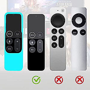2 Pack Case Glow in The Dark Compatible with Apple TV 4K/ 4th Gen Remote Light Weight Anti-Slip Shock Proof Silicone Cover for Controller for Apple TV Siri Remote - Green and Blue