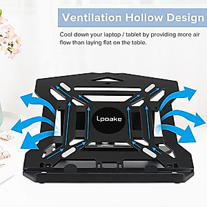 𝐋𝐩𝐨𝐚𝐤𝐞 Laptop Stand for Desk, Tablet Stand Holder, Adjustable Computer Stand for Laptop with 2 Phone Holders 8 Viewing Angles Compatible for 8"-18" iPad Laptop Kindle Surface Pro Book E-Reader