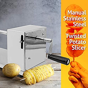 RioRand Manual Stainless Steel Twisted Potato Slicer Spiral Vegetable Cutter French Fry