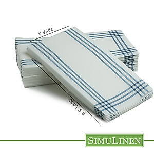 Simulinen Blue Plaid Disposable Guest Hand Towels for Bathrooms –- Linen-Feel Paper Towels, Cloth-Like Texture, Single-Use - Size: 12x17” Unfolded & 8.5x4” Folded 25ct