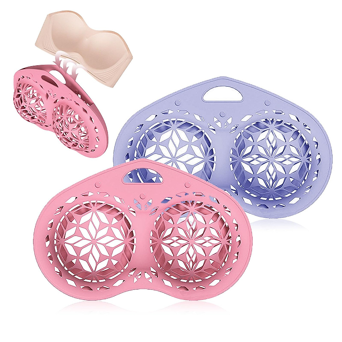 2 Pcs Lingerie Wash Bag, Silicone Delicates Bag For Washing Machine Bra Bags For Laundry Laundry Wash Bag For A-38D Cup, Maternity, Sports, Sexy Bras (Pink+Purple)