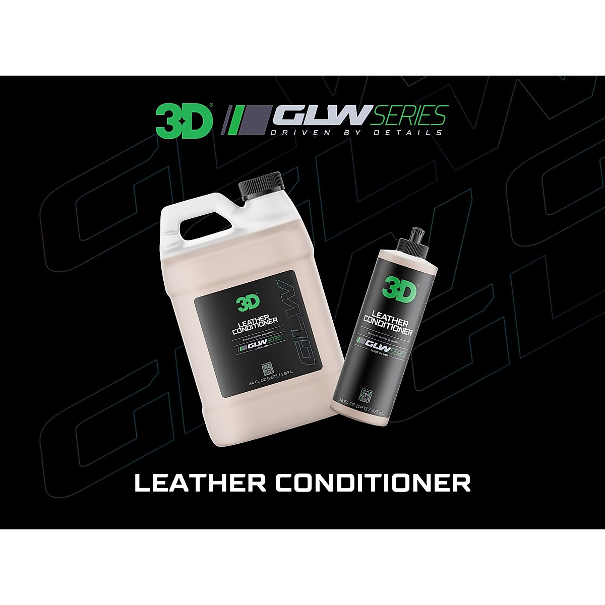 3D Leather Conditioner for Car, GLW Series | Restore, Condition, Protect | UV Protection | Conditions Leather Seats, Furniture, Boots, Apparel | DIY Car Detailing | 16 oz
