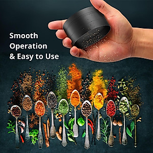 3 inch Large Spice Crusher Grinder, Portable 4-layer Manual Herb Mill, Zinc Alloy (Black) with Magnetic Lid and Screen