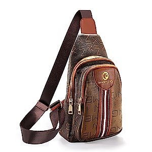 MABROUC Designer Sling Bag for Women Crossbody Purse, Small Faux Leather Shoulder Backpack for Travel, Anti-theft Crossbody Sling Backpack Chest Bag Handbag(brown)