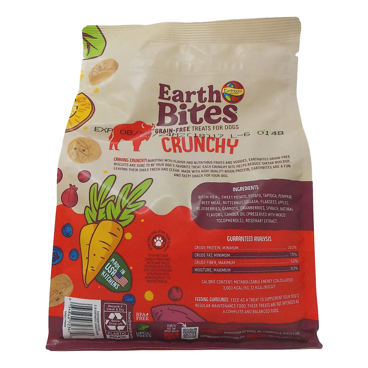 Suretails Earthborn Holistic Dry Dog Food, 32 Ounces, Bison Protein, Grain-Free Dog Treats Bundle with Silicon Pet Bowl - Includes Rope Toy & Animal Facts Booklet Dog Buiscuits [Pack of 1]