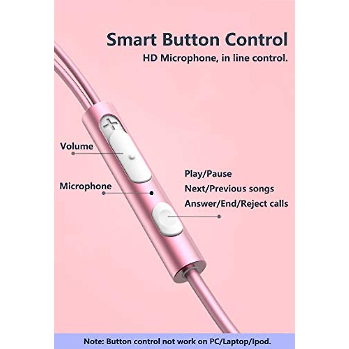 TXHUTSOG Rose Gold Earbuds, Wired in Ear Headphones, Stereo Bass Earphones with Micphone, Sport Running Headphones with Volume Control, Women Earphones Compatible with Smartphones Mp3 Tablet Laptop