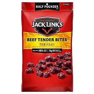 Jack Link's Beef Tender Bites, Teriyaki, ½ Pounder Bag - Flavorful Jerky Snack for Lunches, 10g of Protein and 70 Calories, Made with Premium Beef - No Added MSG or Nitrates/Nitrites (Packaging May Vary)